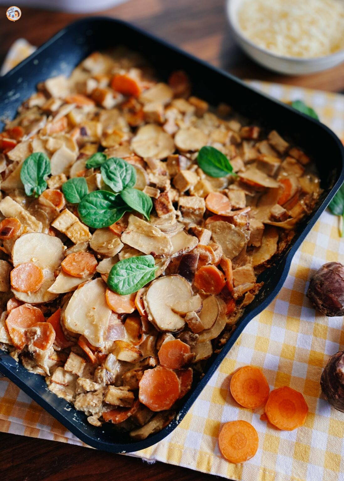 Topinambur Pfanne ♥ Rezept mit Tofu, Karotten und leckerer Soße