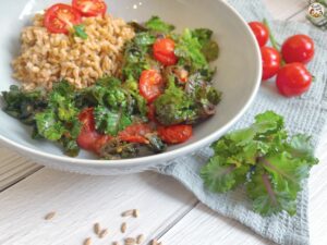 Gebratene Flower Sprouts ♥ vegan mit Dinkel - so lecker!