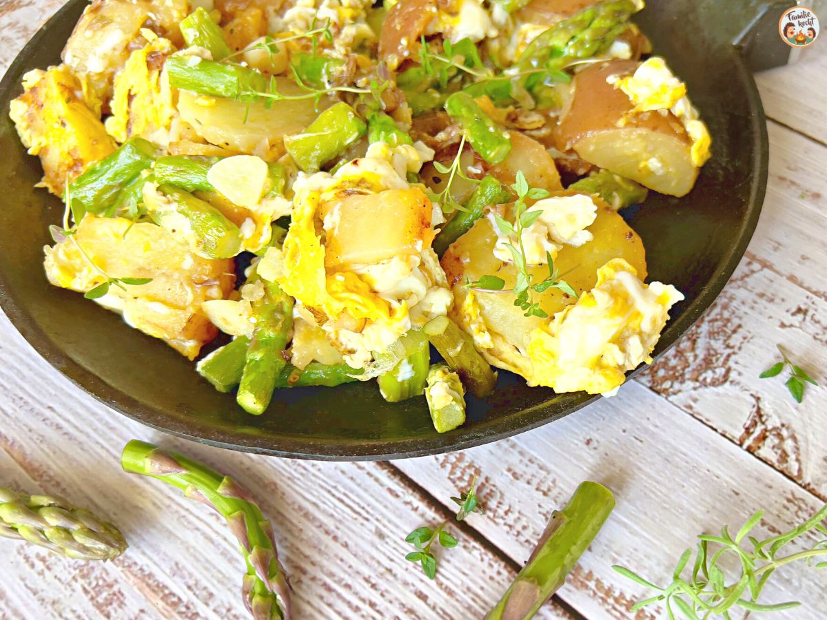 Bratkartoffeln mit Ei und grünem Spargel - Rezept